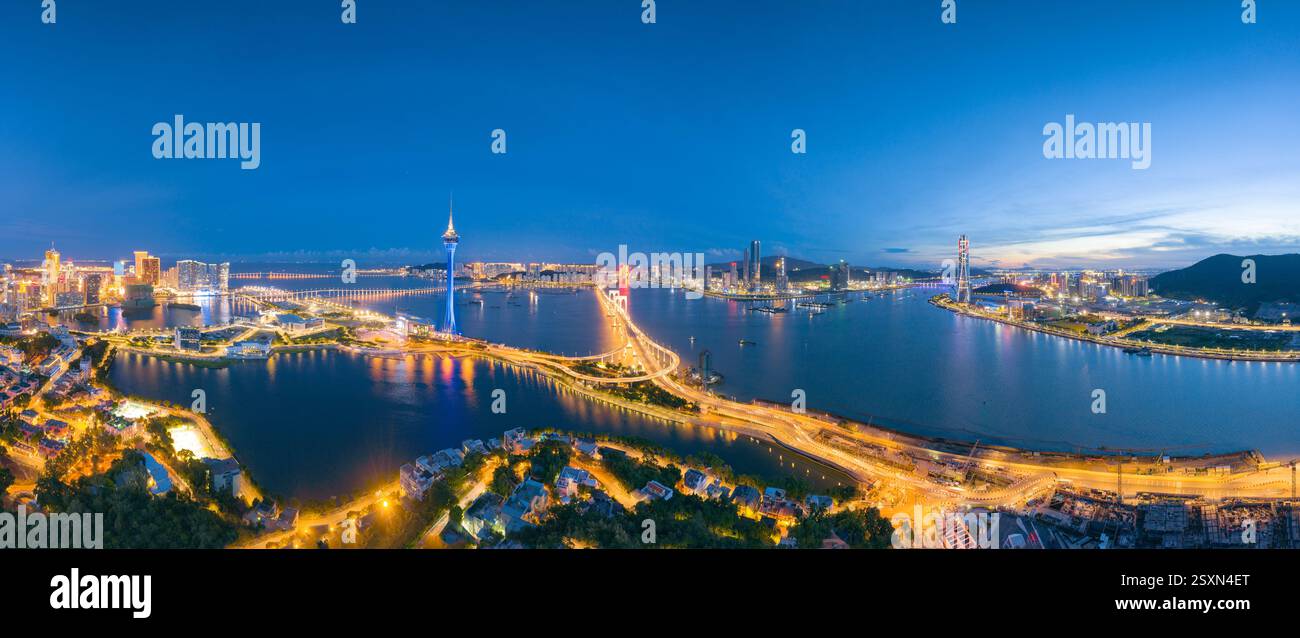 Night view of Zhuhai and Macau in China Stock Photo - Alamy