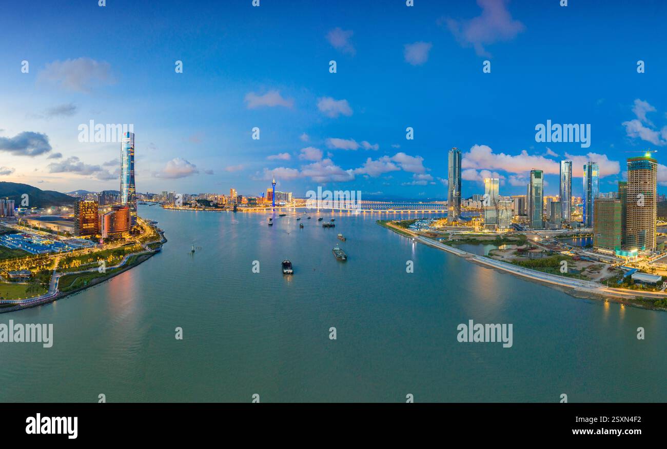 Night view of Zhuhai and Macau in China Stock Photo - Alamy