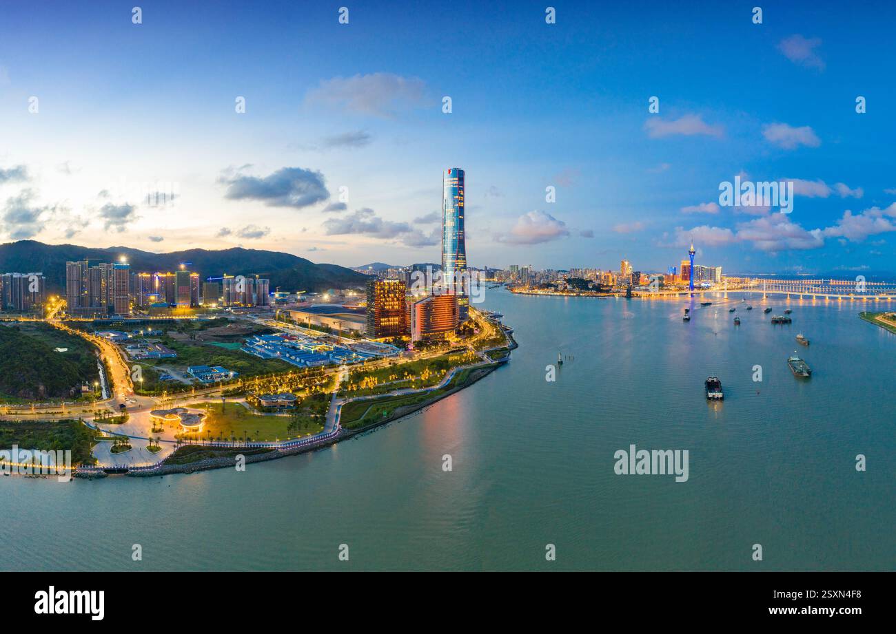 Night view of Zhuhai and Macau in China Stock Photo - Alamy
