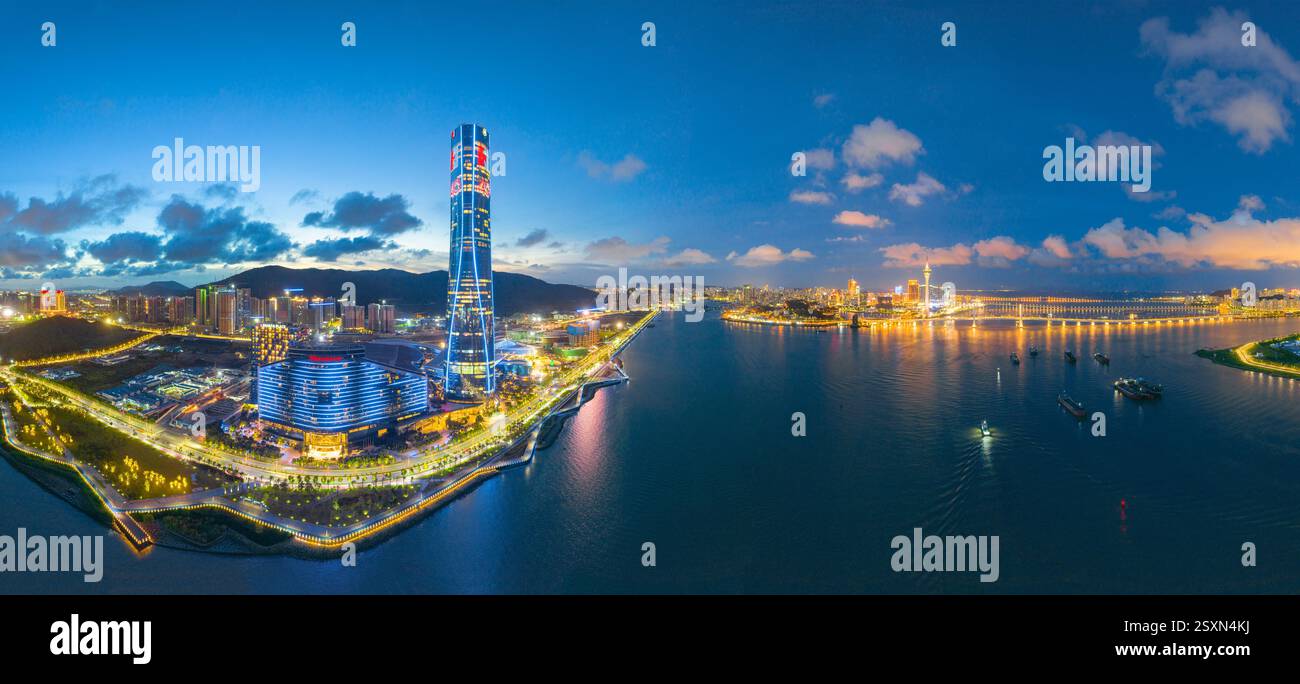Night view of Zhuhai and Macau in China Stock Photo - Alamy