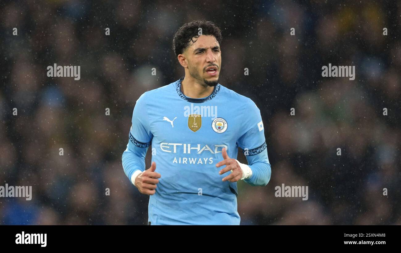 Manchester City's Omar Marmoush runs into position during the English ...