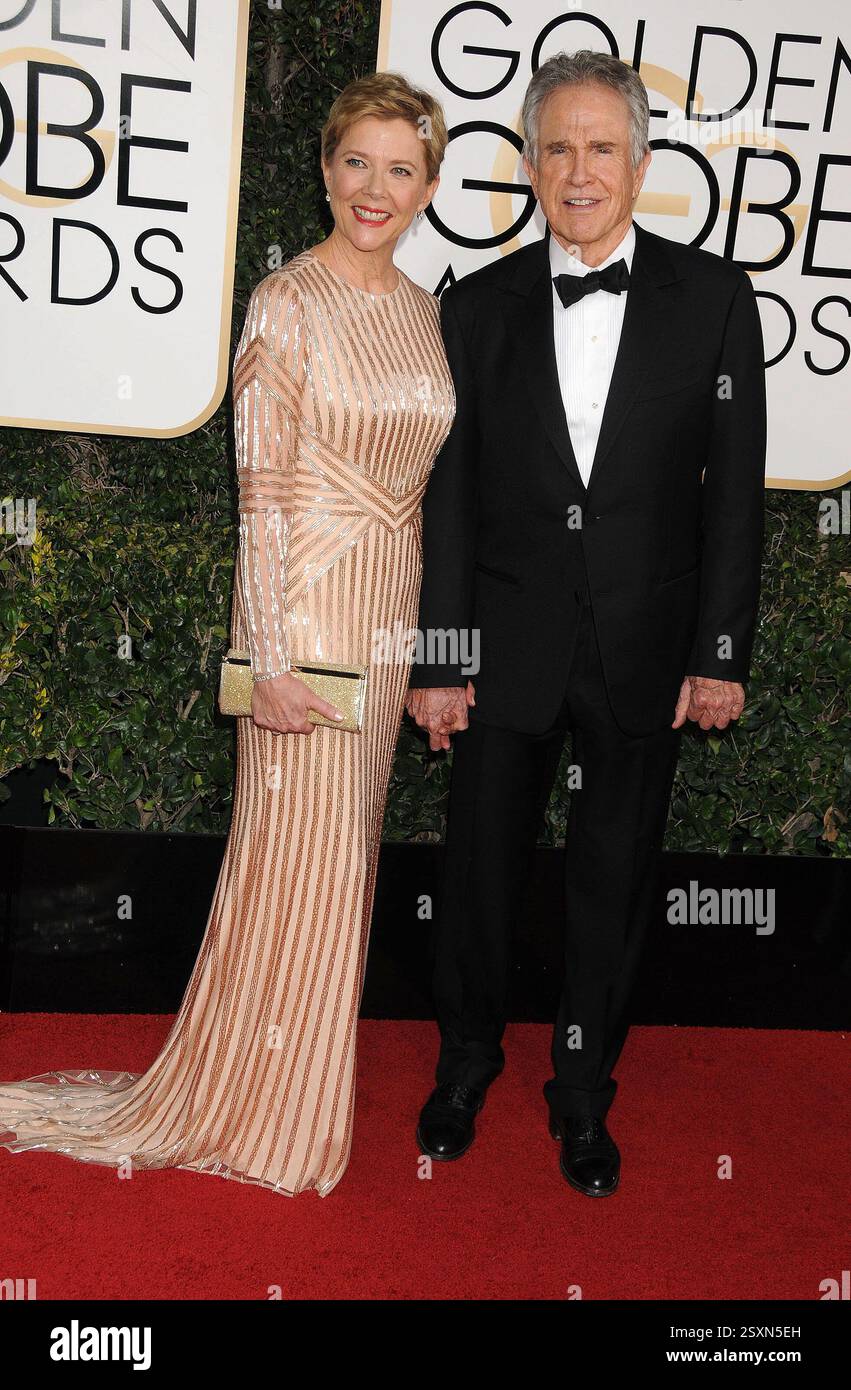 Annette Bening, Warren Beatty at the 74th Golden Globe Awards held at ...