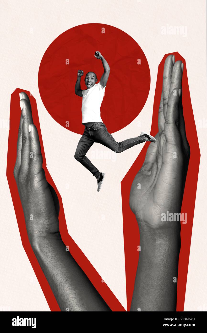 Creative trend artwork design 3D collage sketch of body language ...