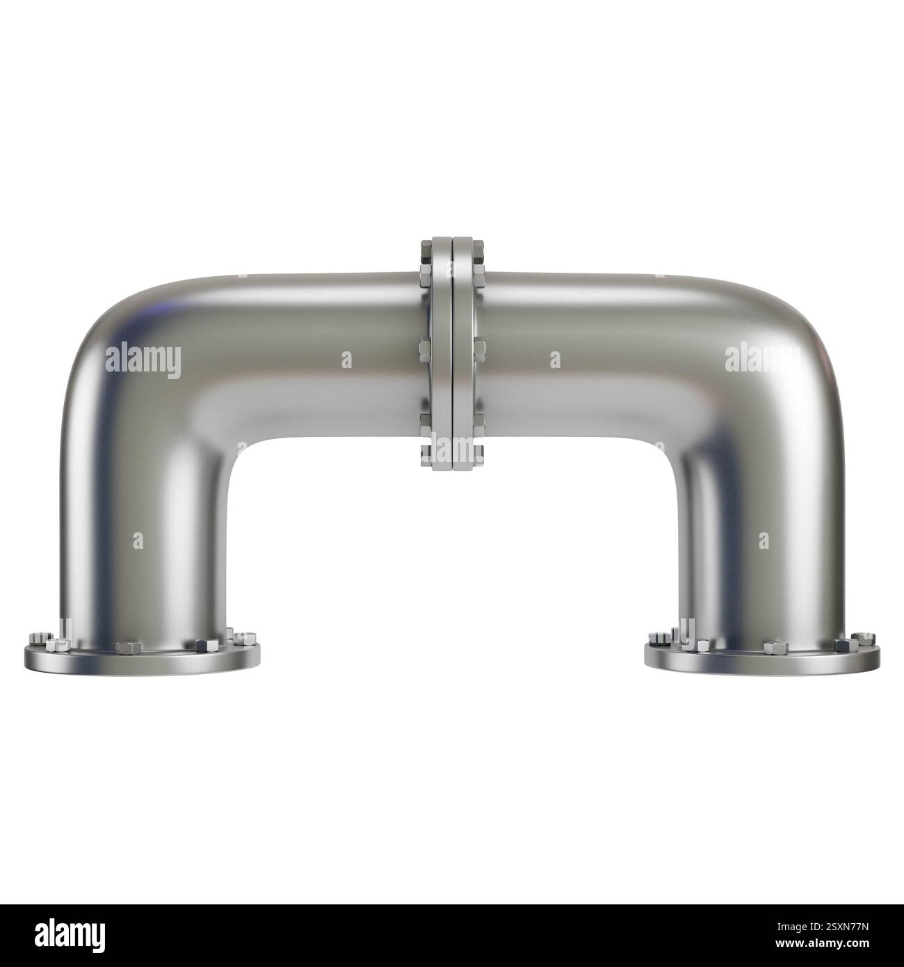 Metal pipe with industrial elements isolated on white background. 3d ...