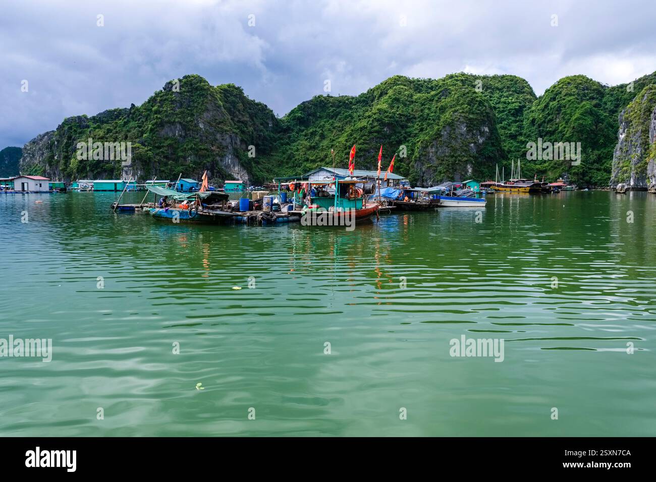 Fishing boats in Cai Beo fishing village, the biggest ancient fishing ...