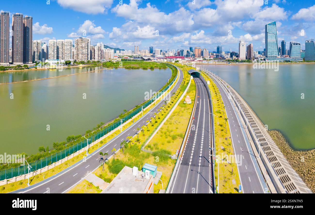 Pearl River Delta Ring Expressway, Urban Scenery of Zhuhai City, Guangdong Province, China Stock ...