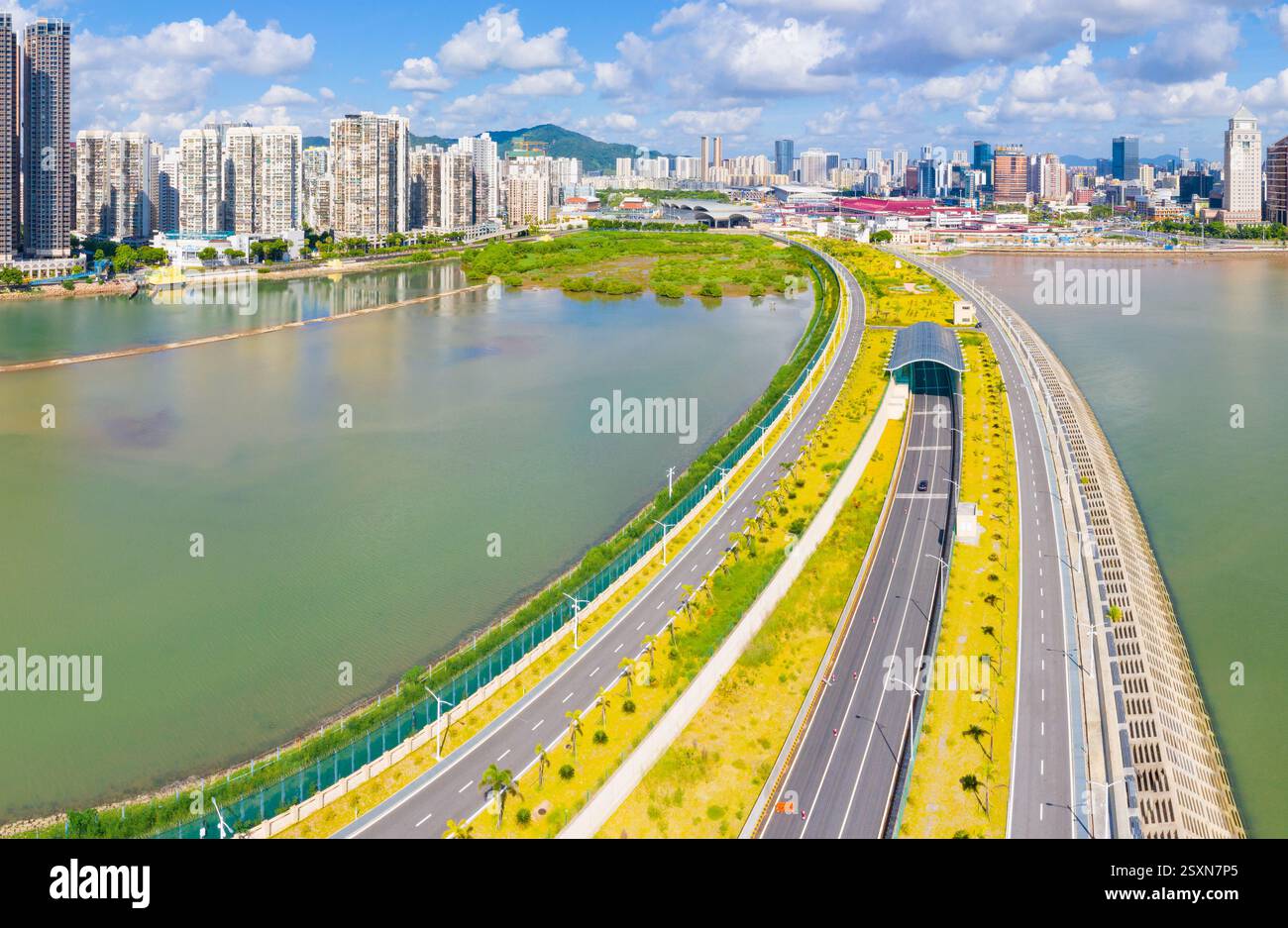 Pearl River Delta Ring Expressway, Urban Scenery of Zhuhai City, Guangdong Province, China Stock ...