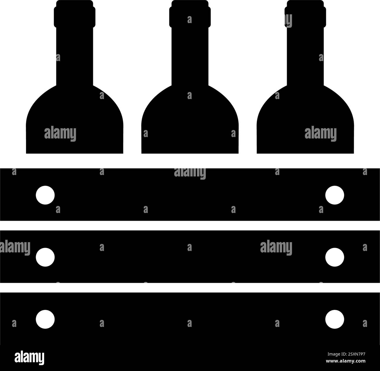 Vector icon of wine bottles in a wooden rack Stock Vector Image & Art ...