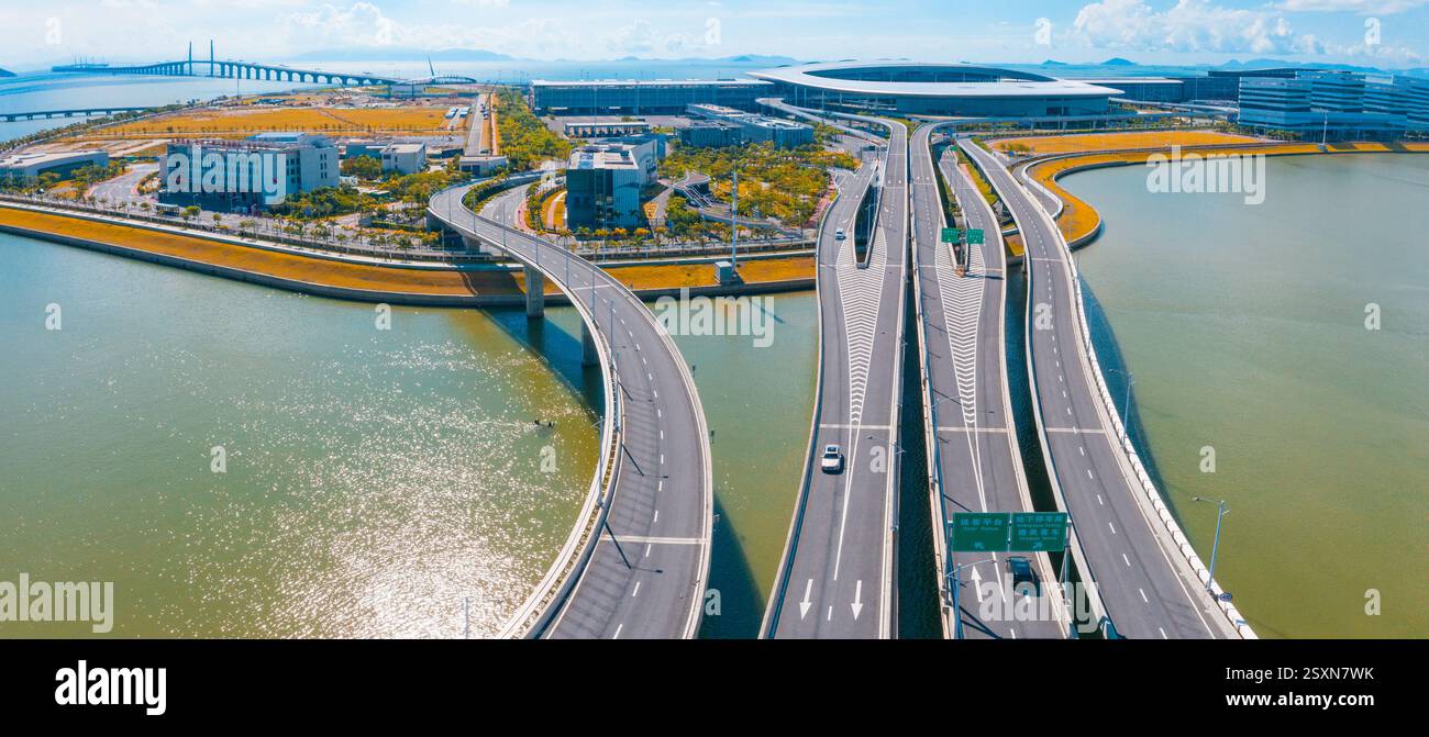 Pearl River Delta Ring Expressway, Urban Scenery of Zhuhai City, Guangdong Province, China Stock ...