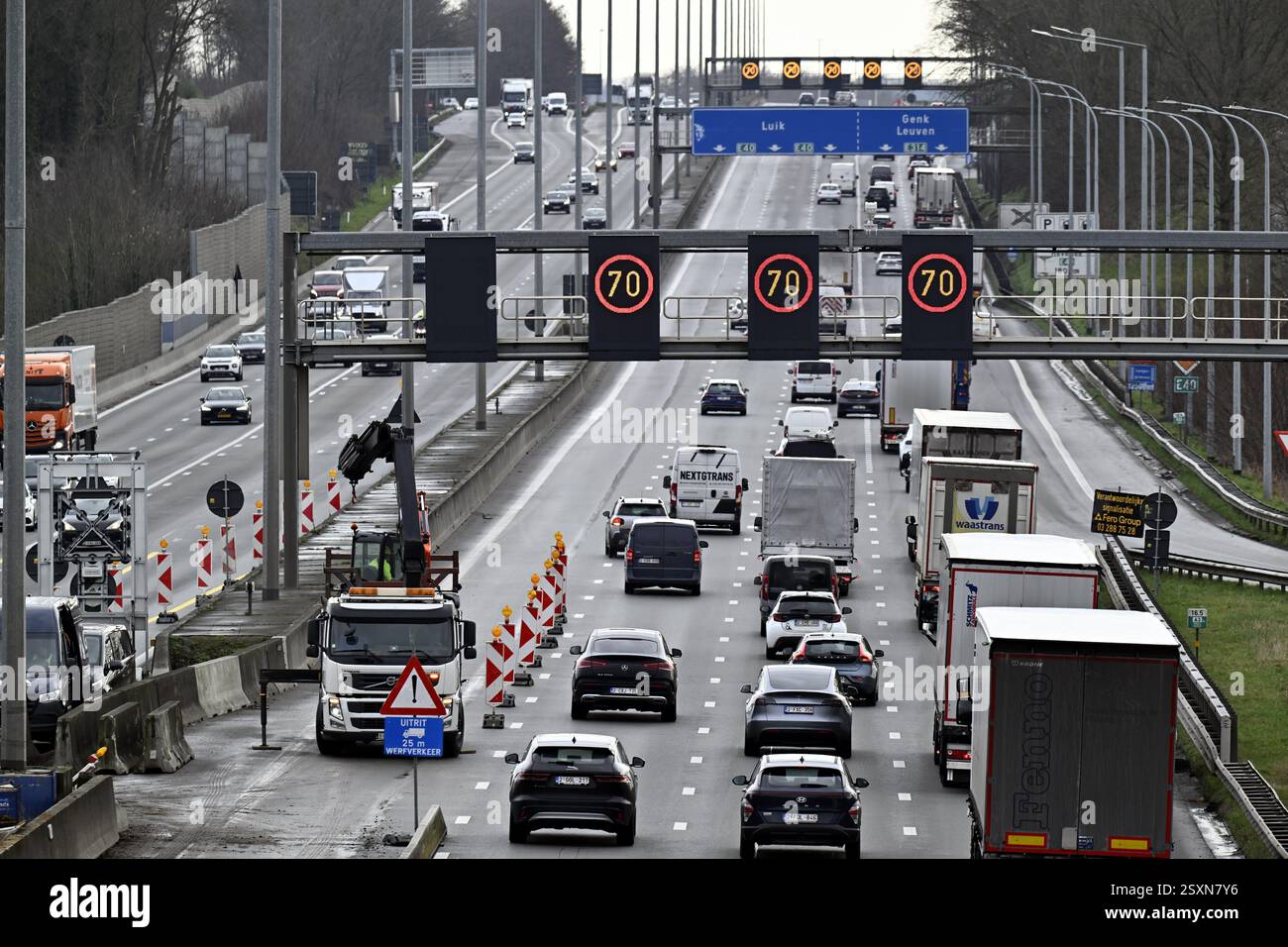 The construction site for the renovation of a bridge in Bertem on the ...