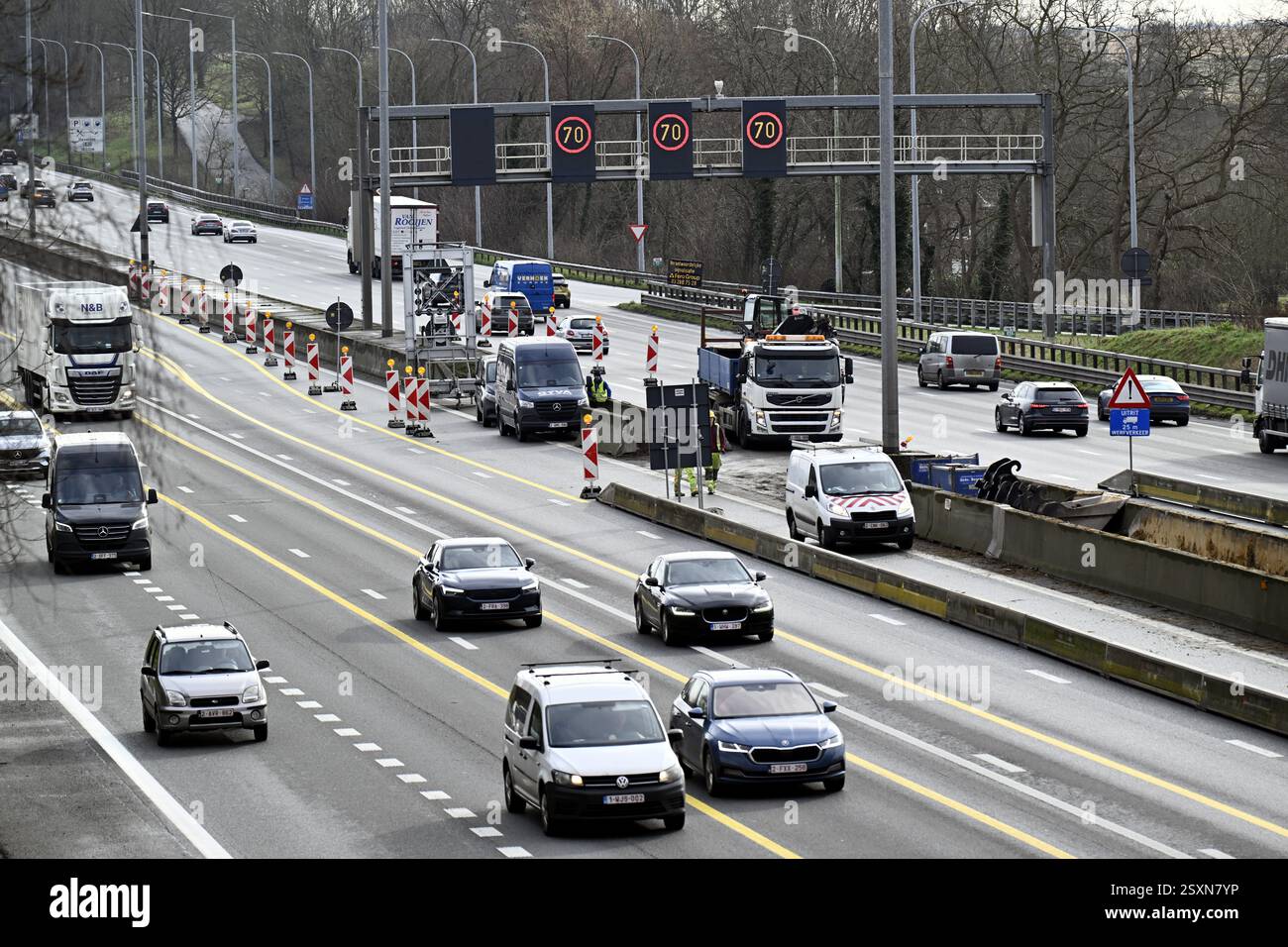 The construction site for the renovation of a bridge in Bertem on the ...