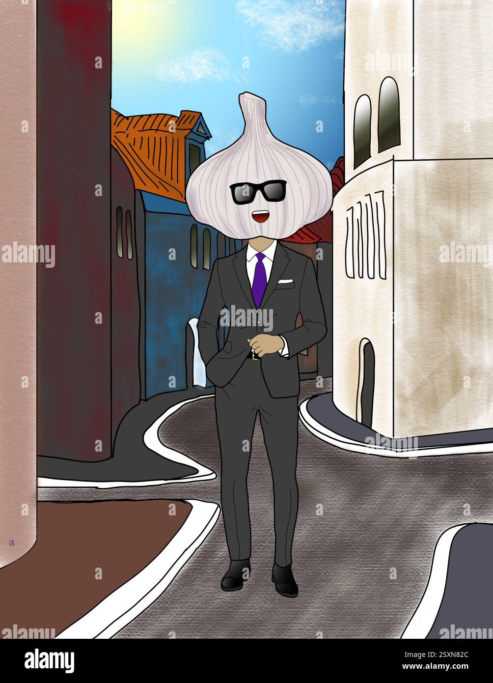 Garlic man drawing Stock Photo - Alamy