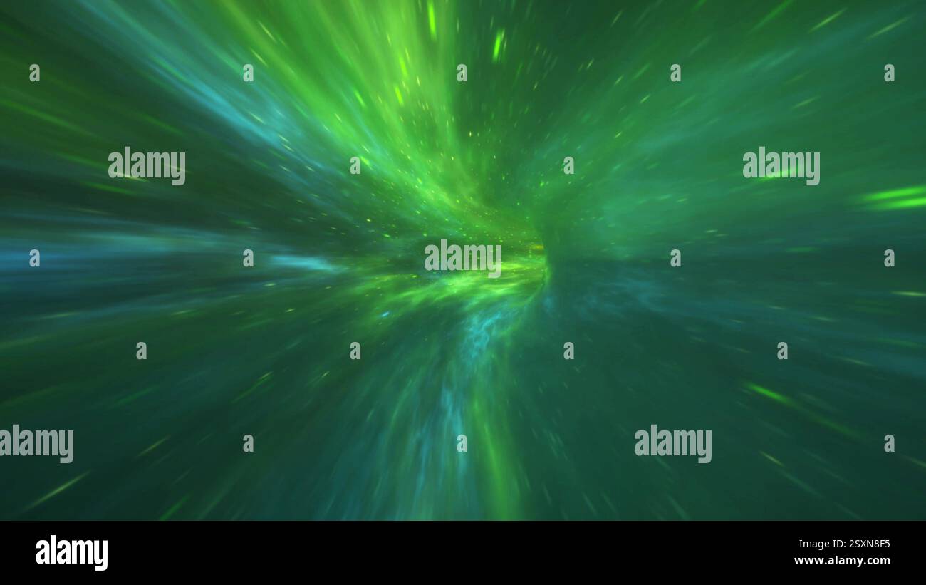 Hyper speed space travel concept. Warp tunnel wormhole moving in ...