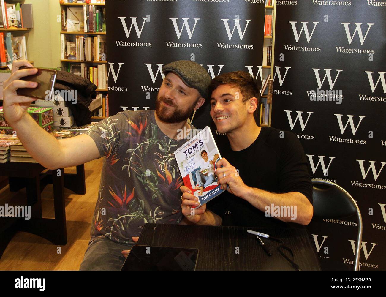 British Olympic Diver Tom Daley meets and greets fans at Waterstones on ...