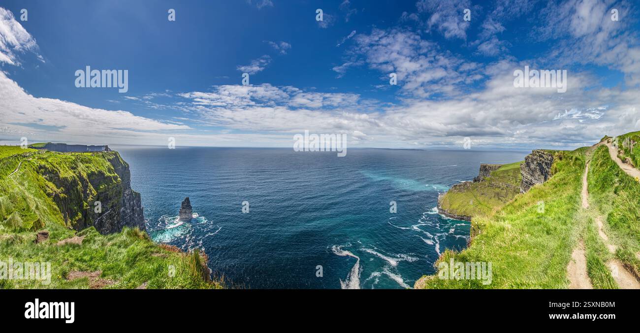 Breathtaking view of the Cliffs of Moher overlooking the Atlantic Ocean ...