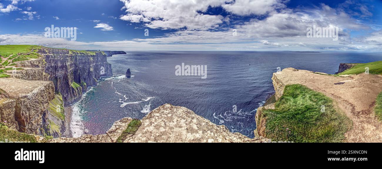 Breathtaking view of the Cliffs of Moher overlooking the Atlantic Ocean ...