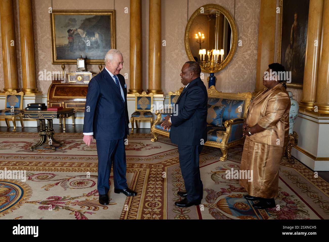 King Charles III holds an audience with David Tiva Kapu upon his ...