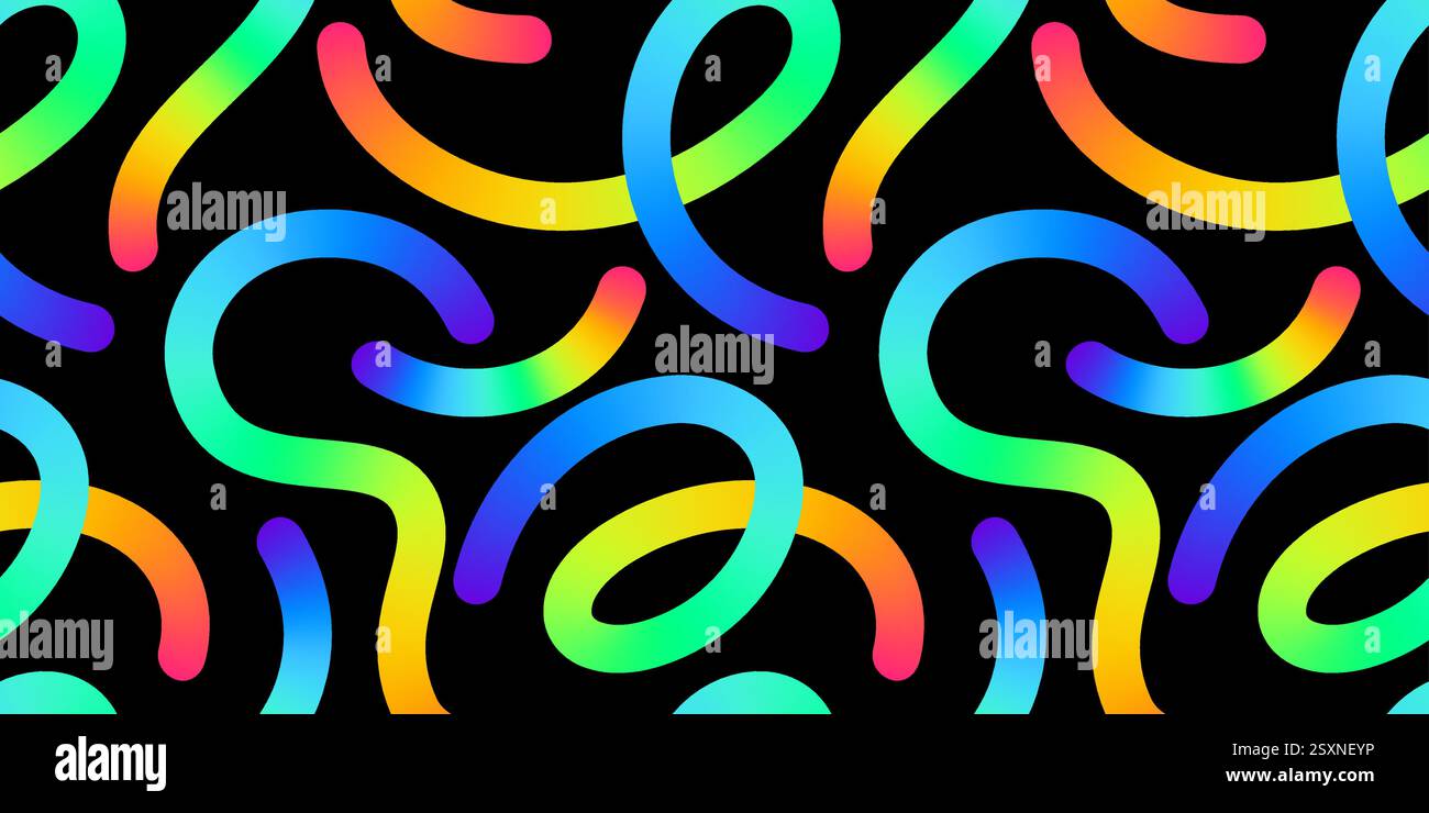 Abstract Design Featuring Vibrant Gradient Curved Lines on a Contrasting Black Background ...