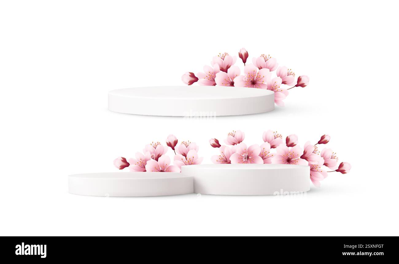 Elegant Platform Design With Blooming Pink Cherry Blossoms for Product ...