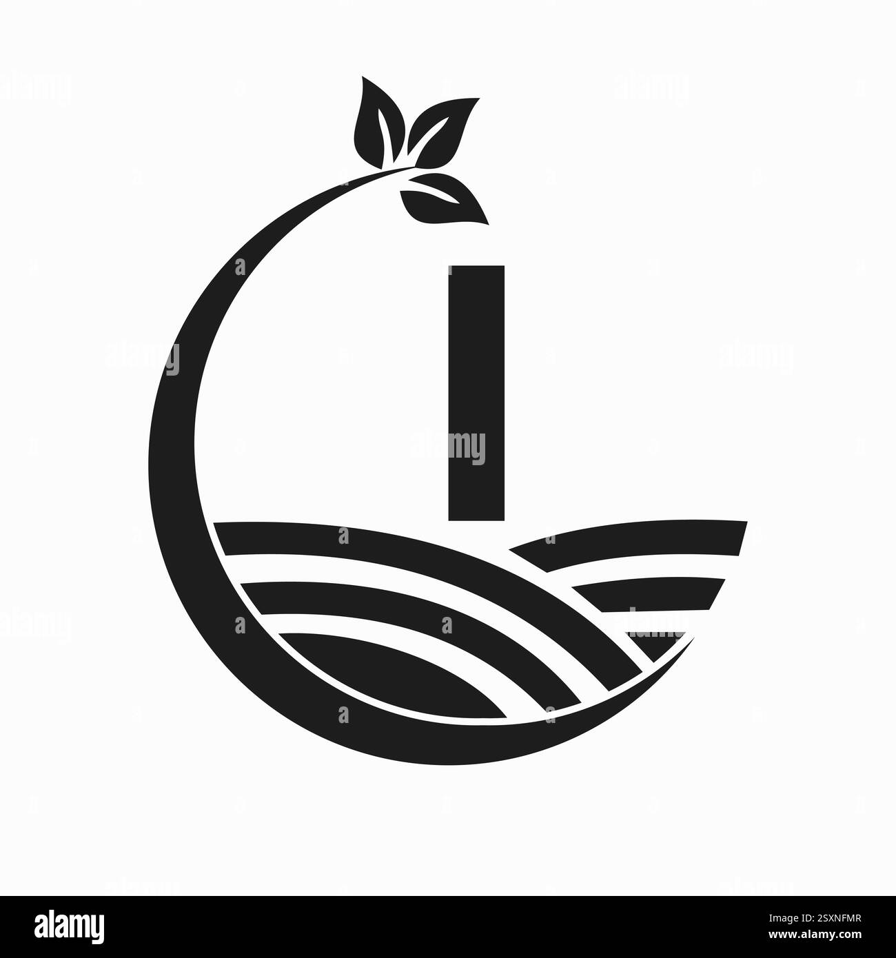 Initial Letter I Agriculture And Farming Logo Combine With Field and ...