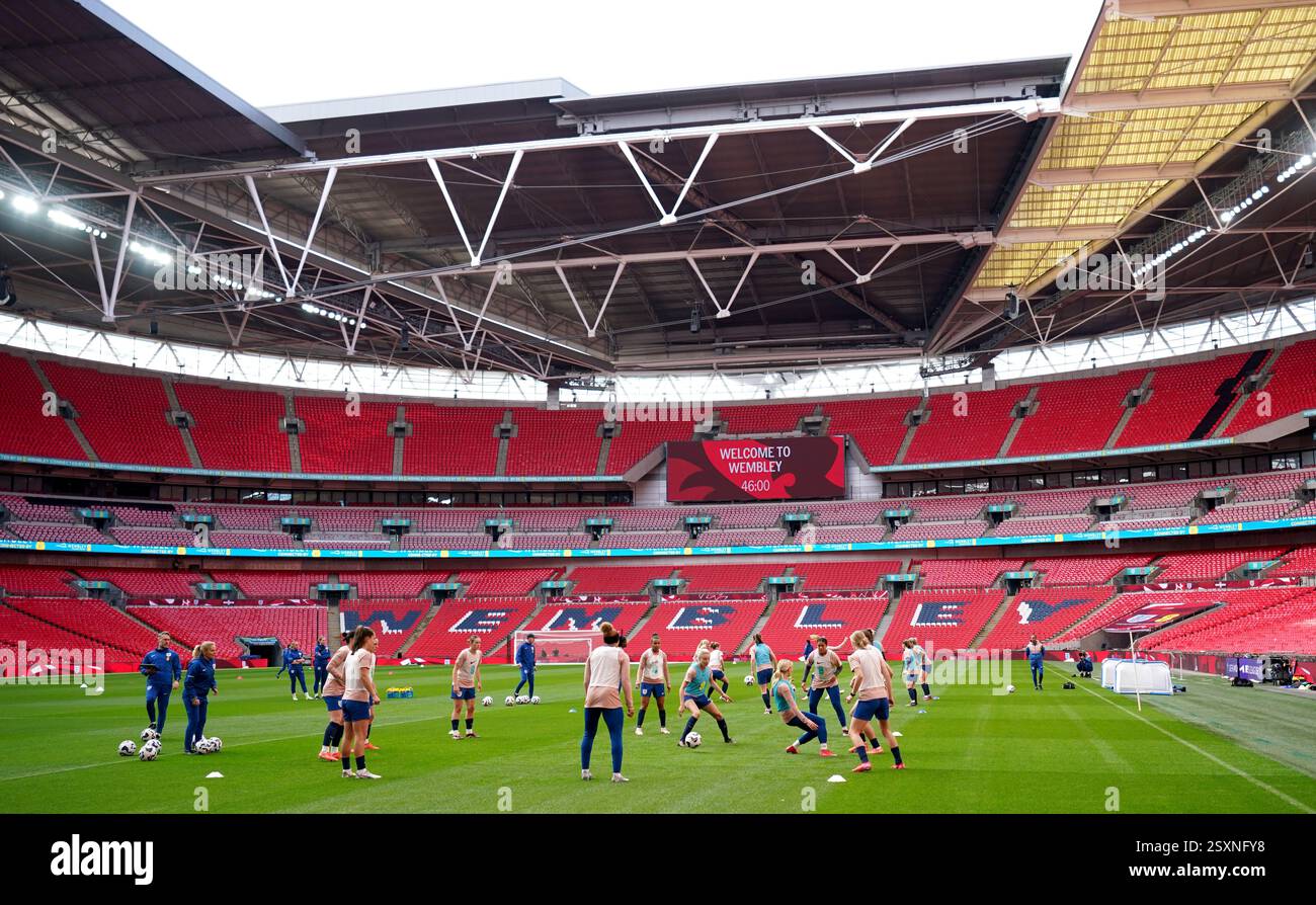 England players during a training session at Wembley Stadium, London ...
