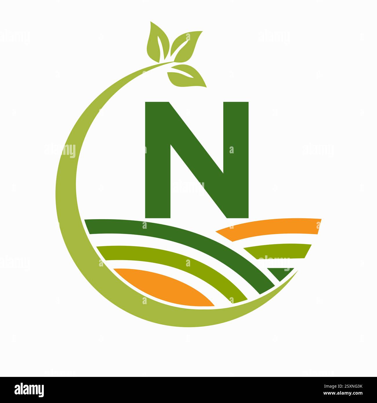 Initial Letter N Agriculture And Farming Logo Combine With Field and ...