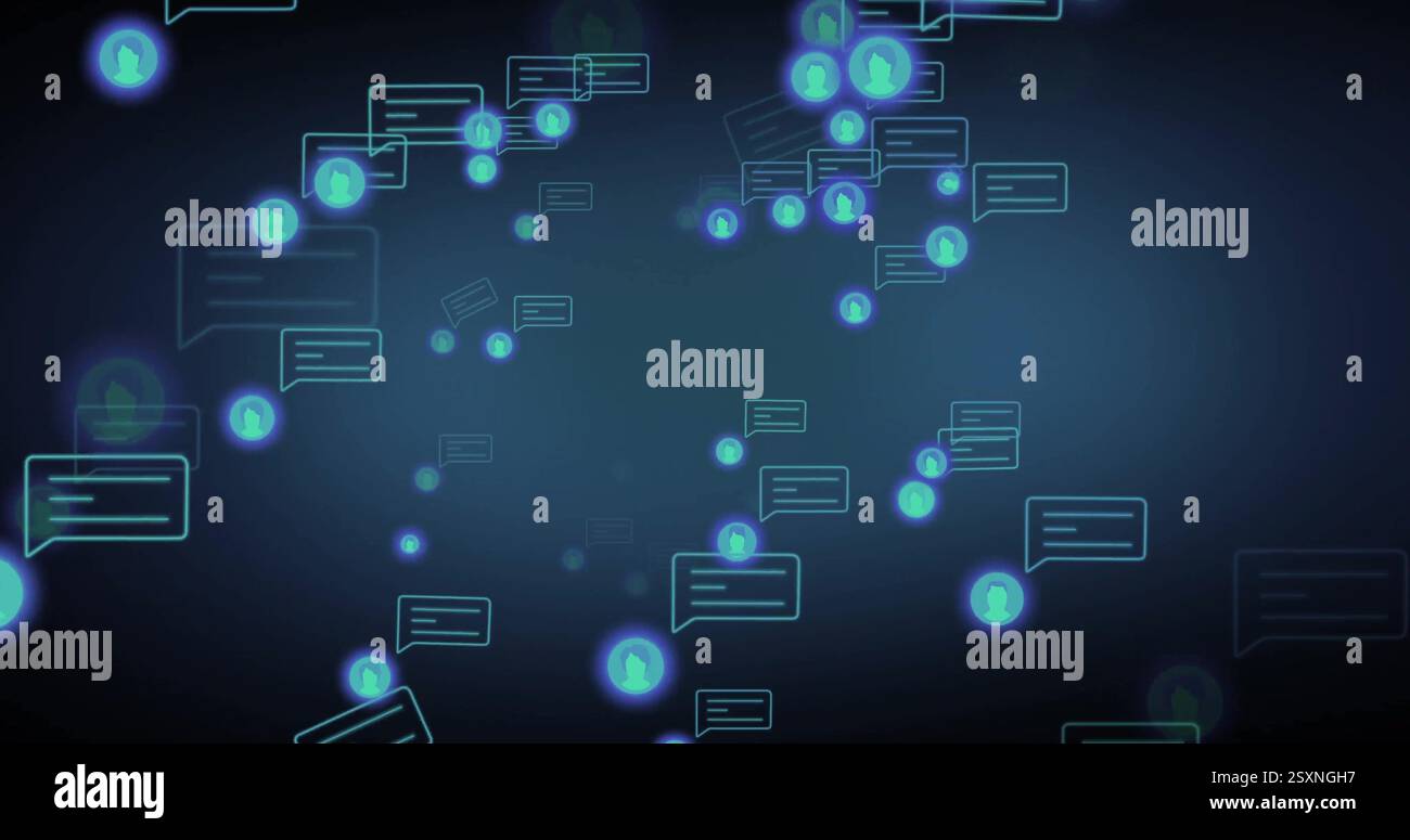 Image of media icons moving on gray background Stock Photo - Alamy