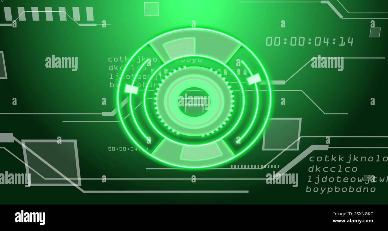 Futuristic green HUD interface image with rotating elements and digital data Stock Photo - Alamy