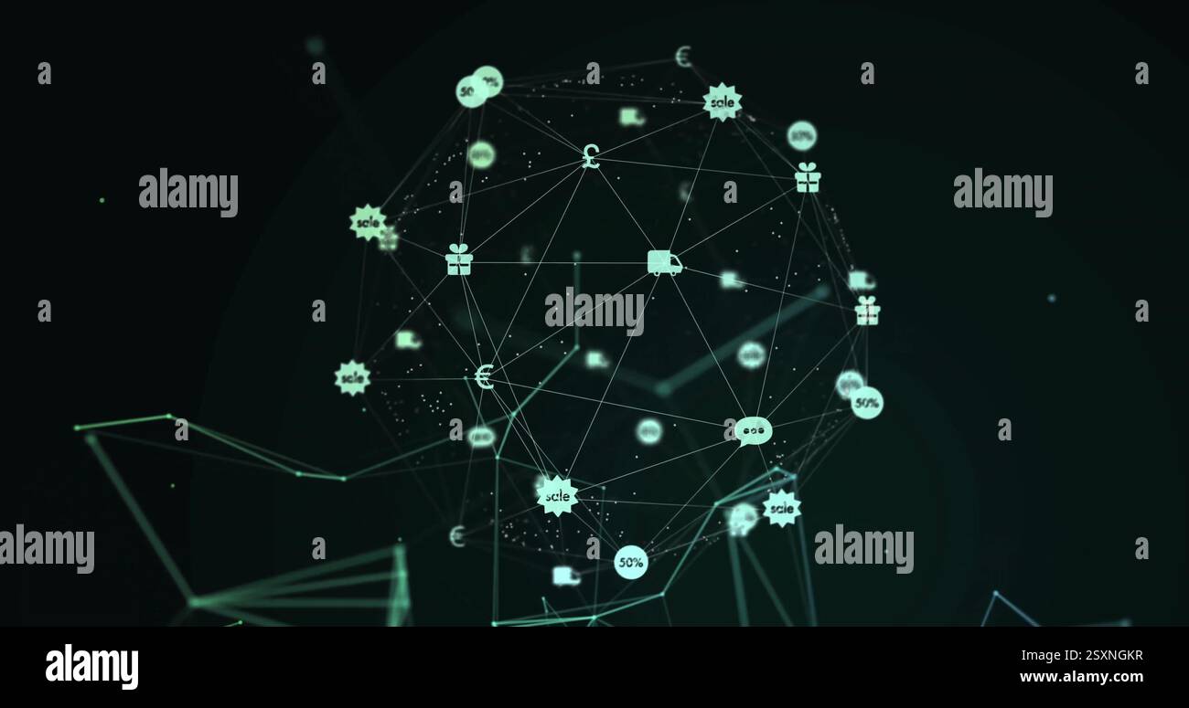 Image of network of connections with digital icons over globe Stock ...