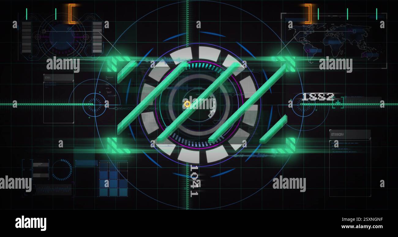 Futuristic HUD image with rotating elements and data processing indicators Stock Photo - Alamy