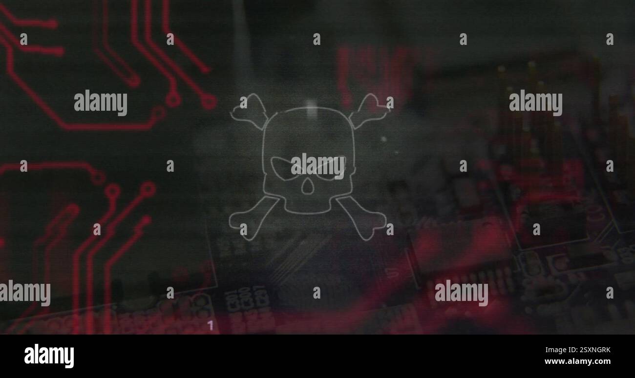 Skull crossbones binary code circuit hi-res stock photography and images - Alamy