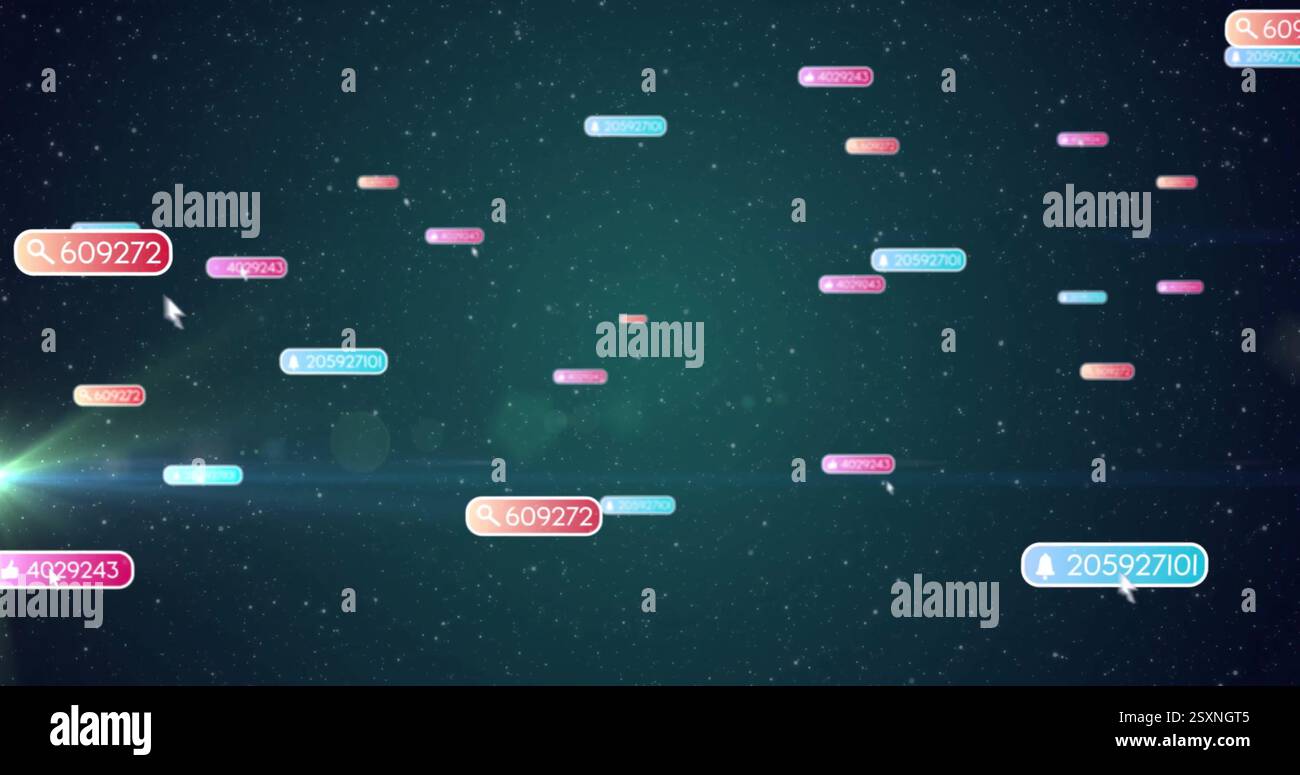 Floating numerical codes image over starry night sky background Stock ...