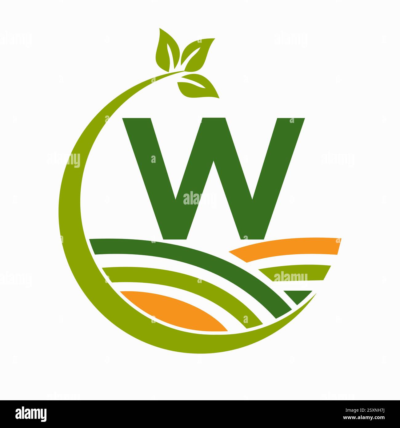 Initial Letter W Agriculture And Farming Logo Combine With Field and ...