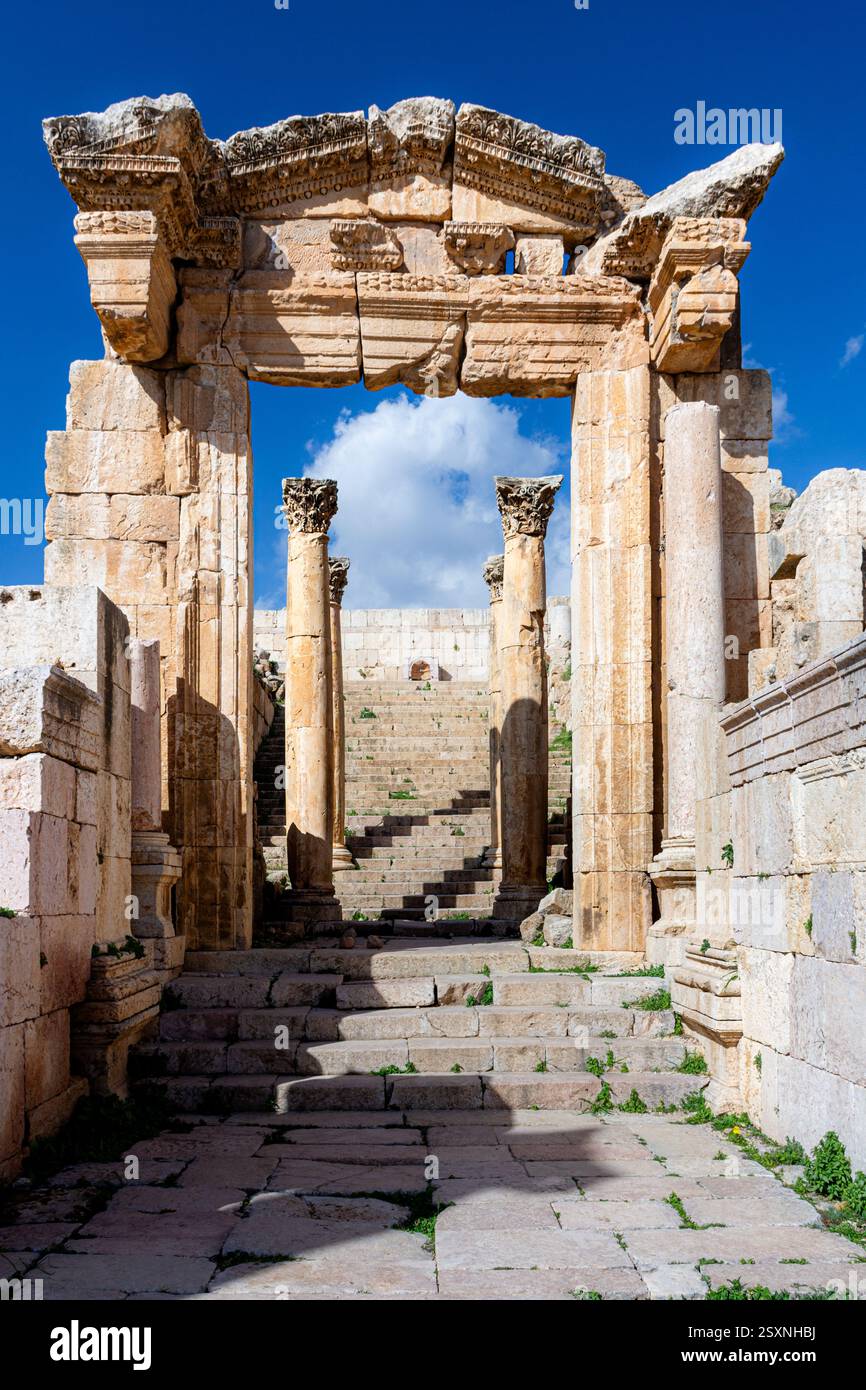 Entrance doorway to the Cathedral, roman doorway with stairs and ...