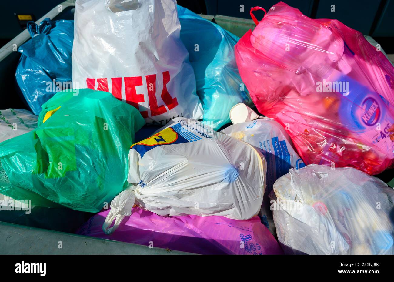 Household waste ready for recycling in a bin Stock Photo - Alamy