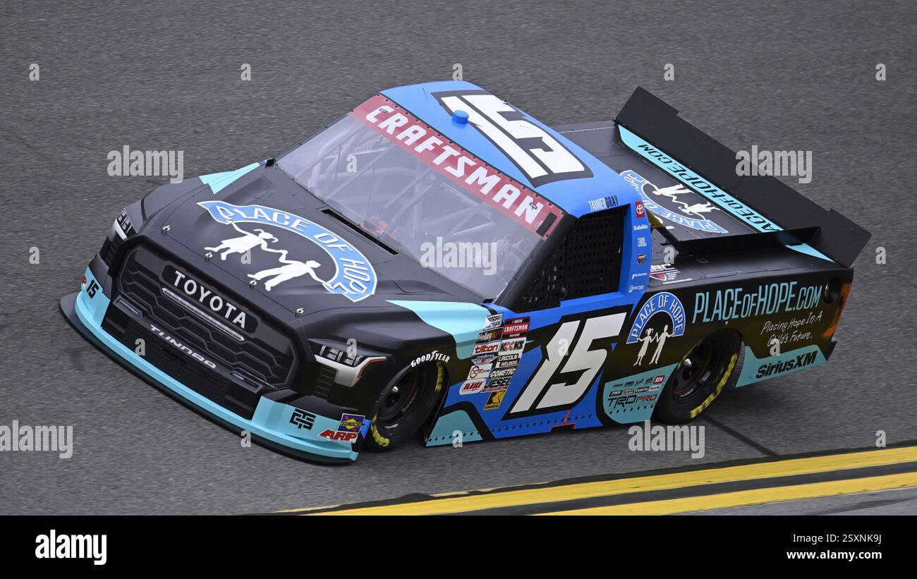 Tanner Gray (15) during qualifying for a NASCAR truck series auto race ...