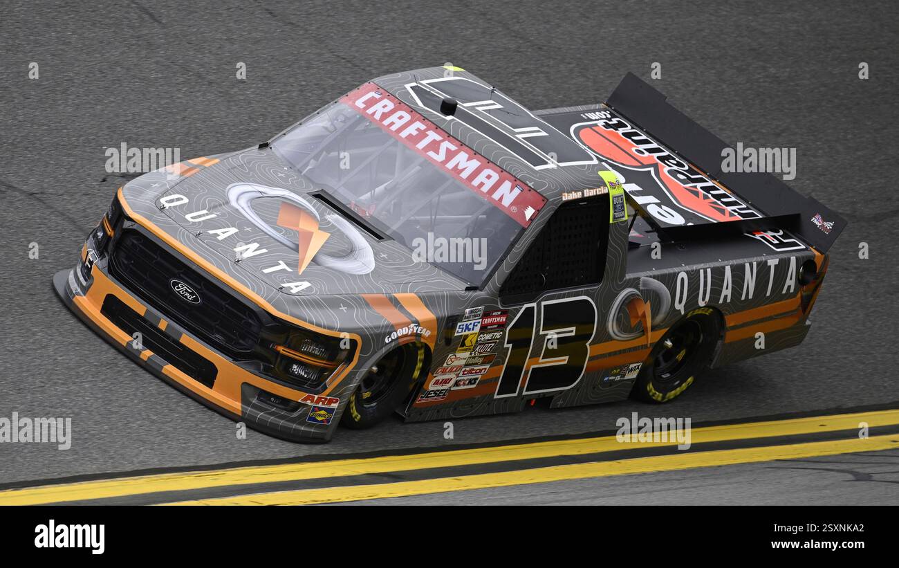 Jake Garcia (13) during qualifying for a NASCAR truck series auto race ...