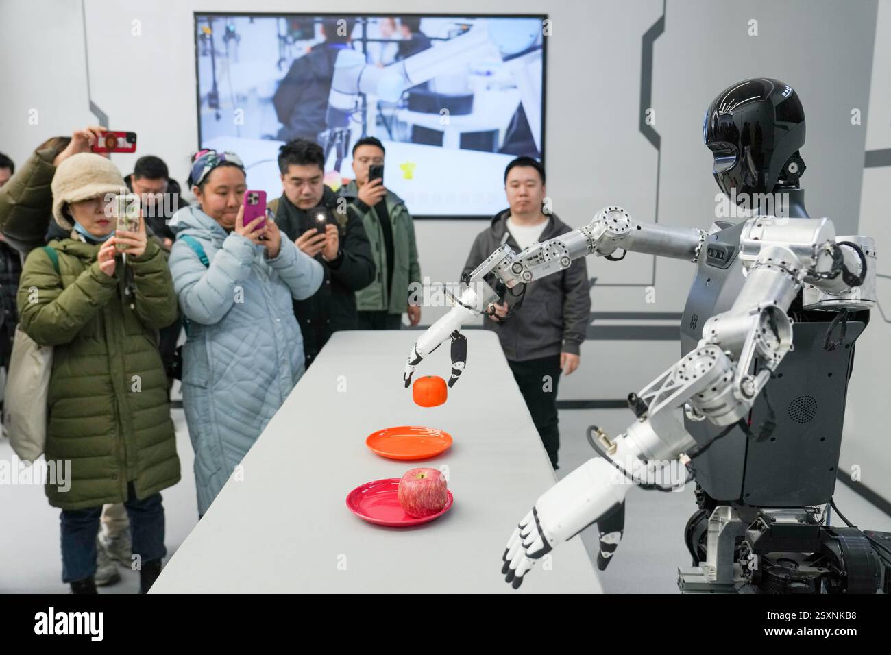 Beijing, China. 24th Feb, 2025. People visit a "Tiangong" humanoid ...