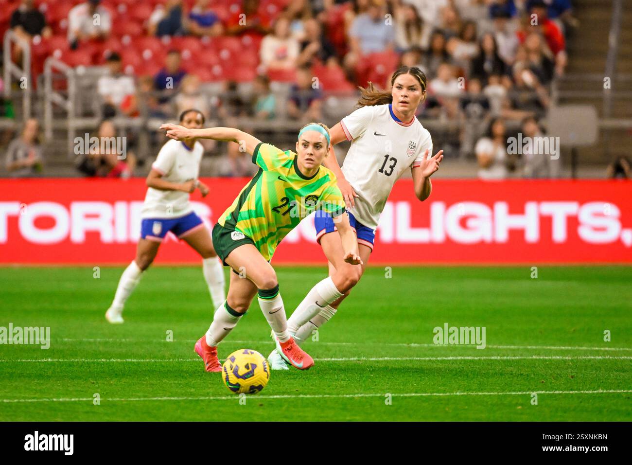 Australia defender Ellie Carpenter (21) steals the ball in the first ...