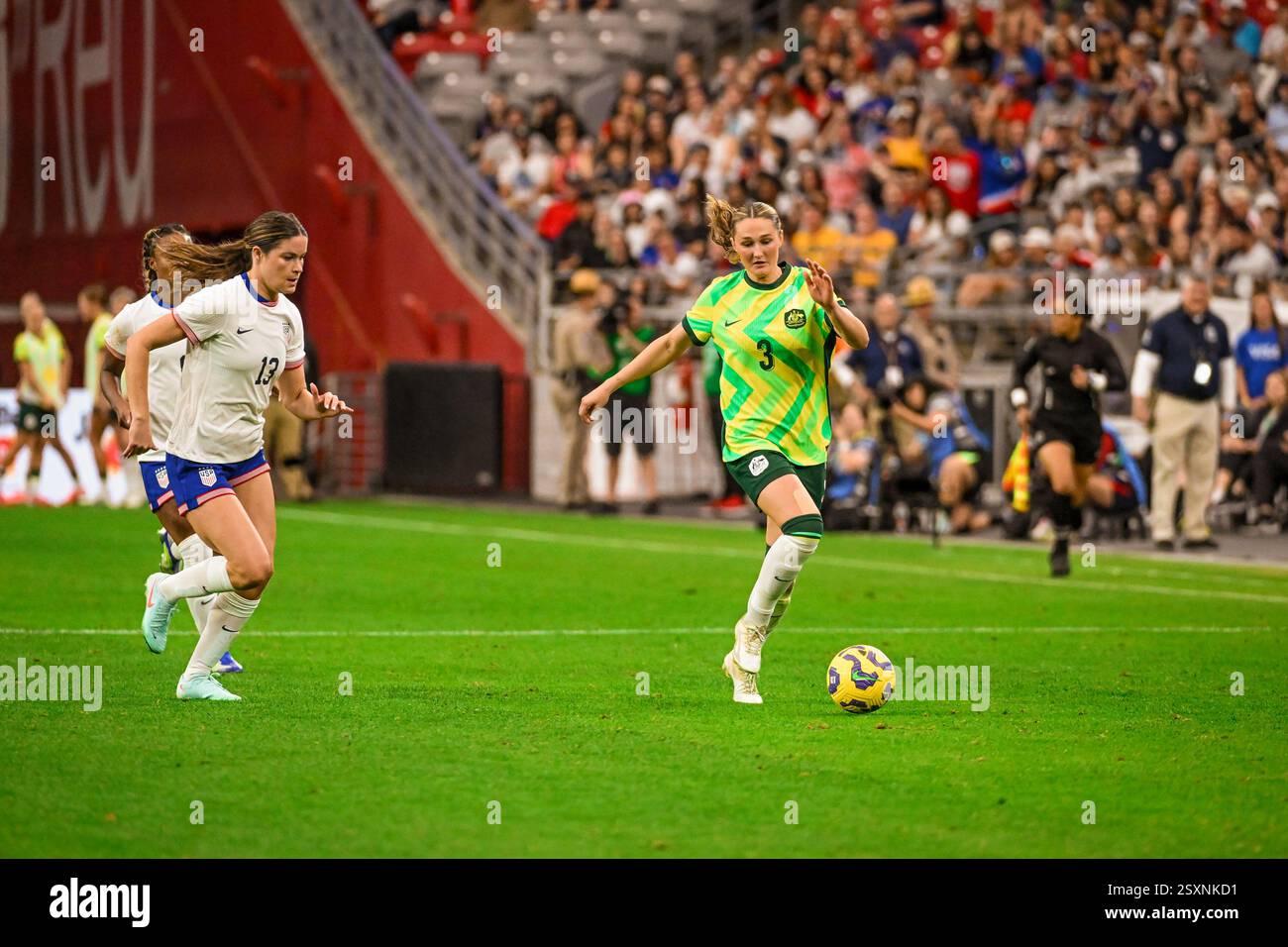Australia defender Winonah Heatley (3) recovers the ball in the second ...