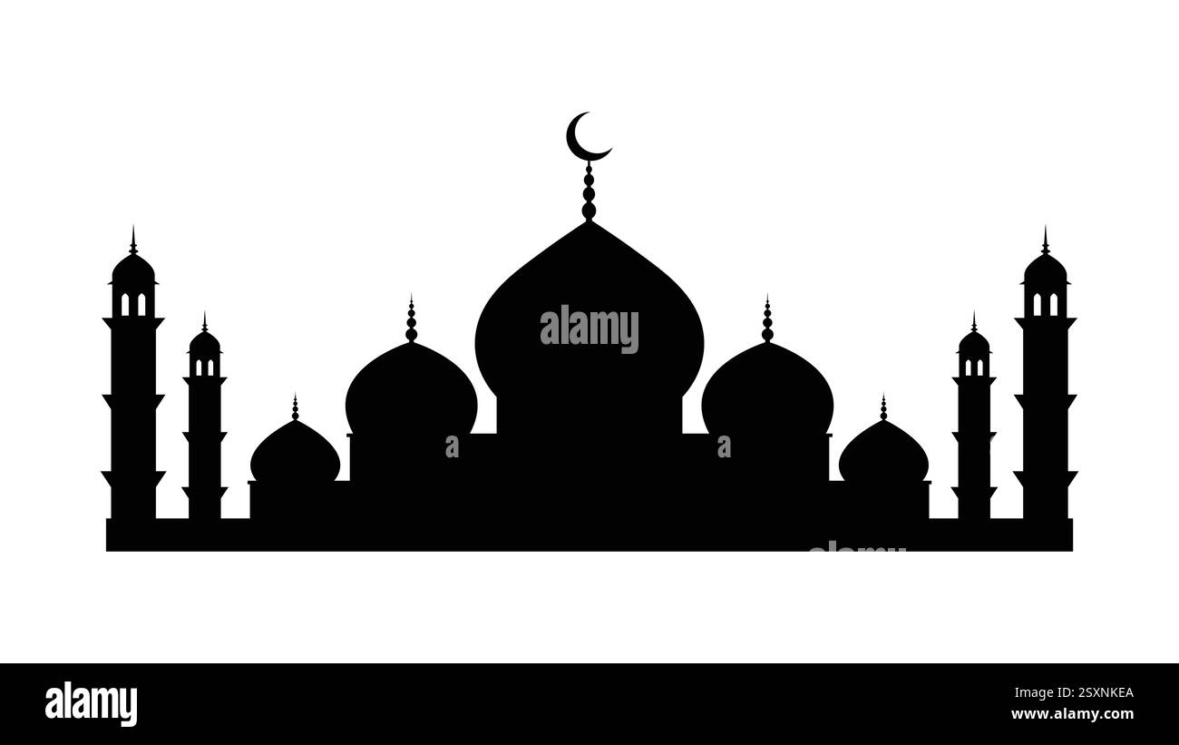 Mosque silhouette icon. Elegant black mosque icon. Design template for ...