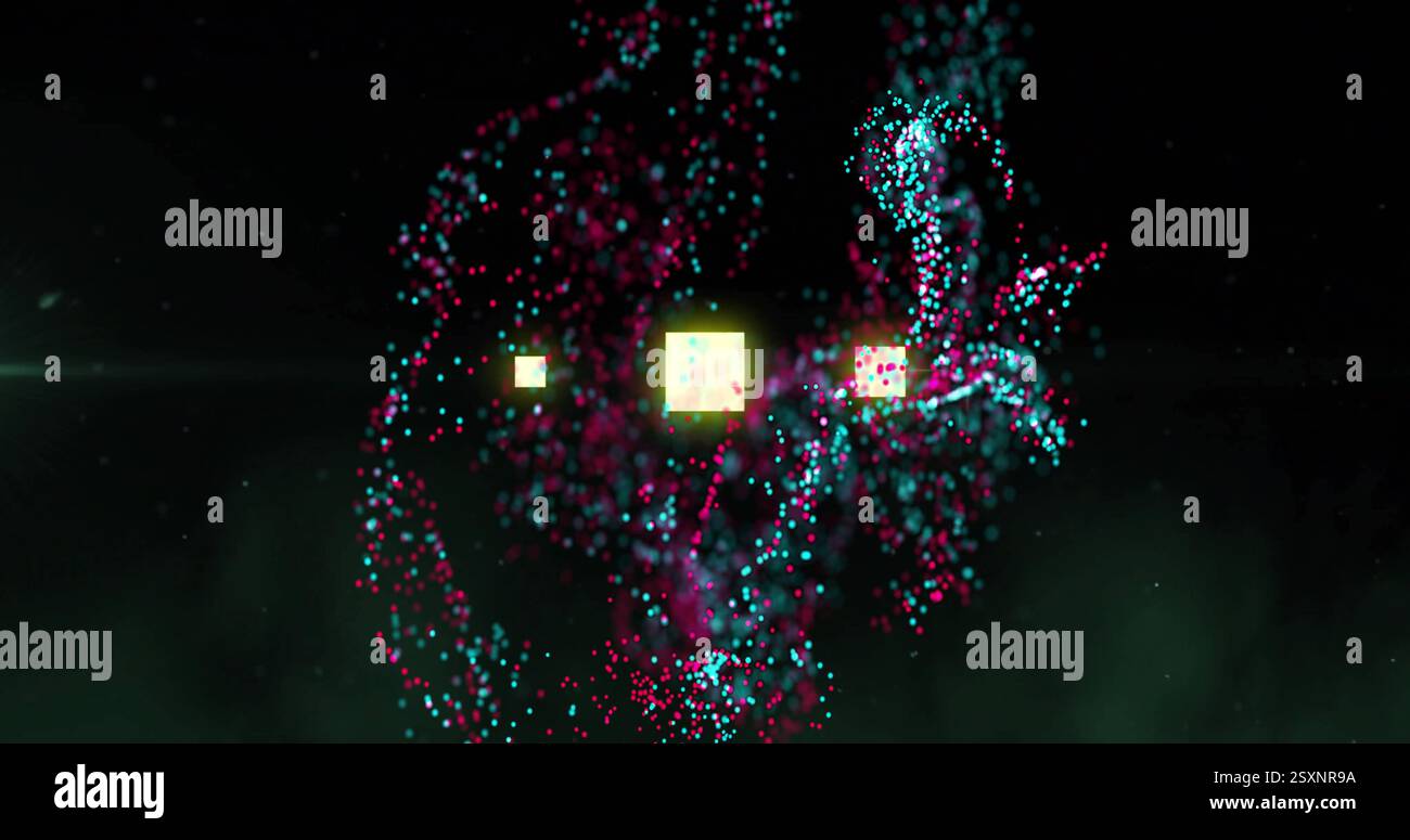 Colorful particles forming abstract shapes, data visualization image ...