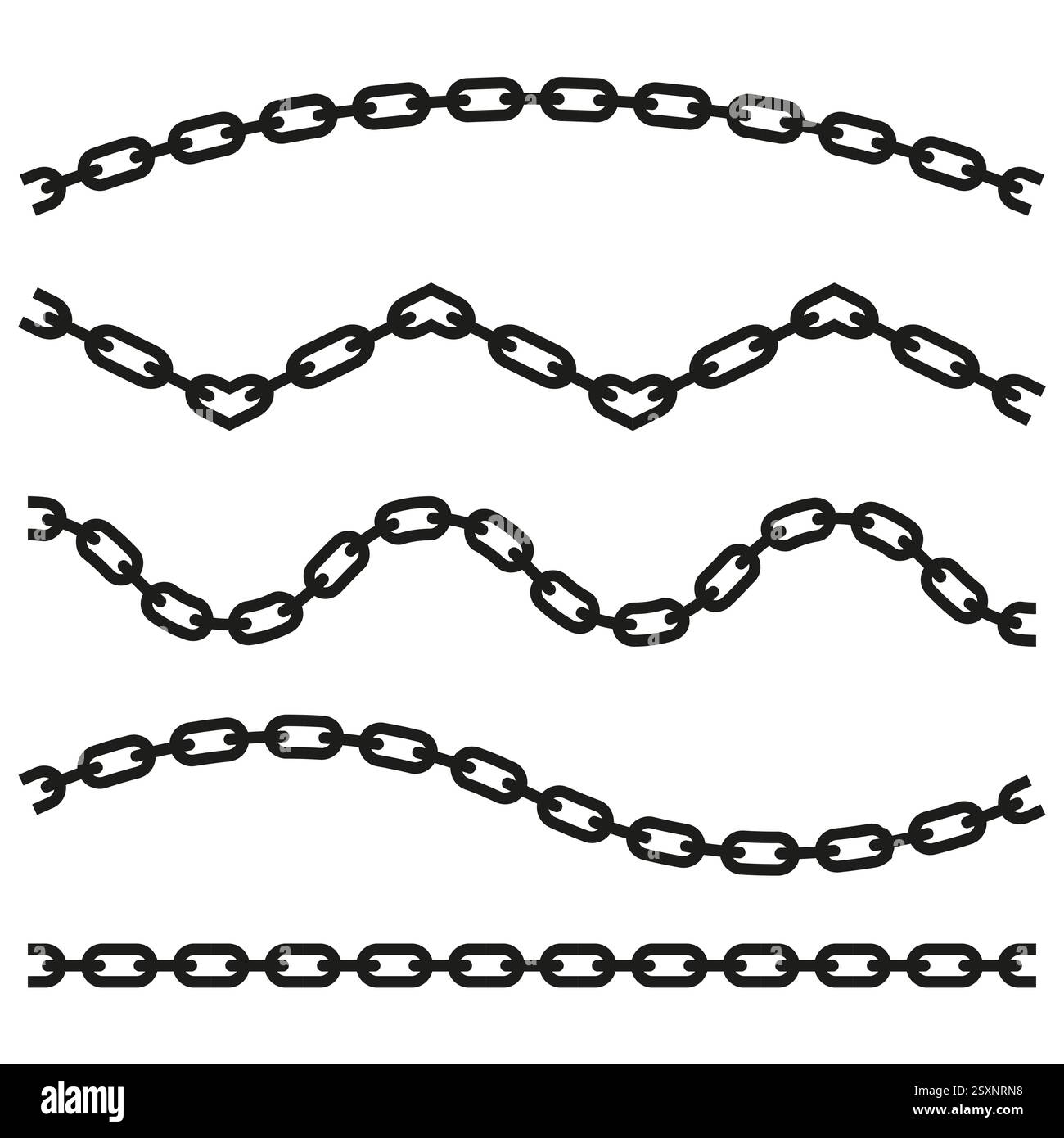 Linked chain pattern. Black wavy shapes. Interlocked metal links ...