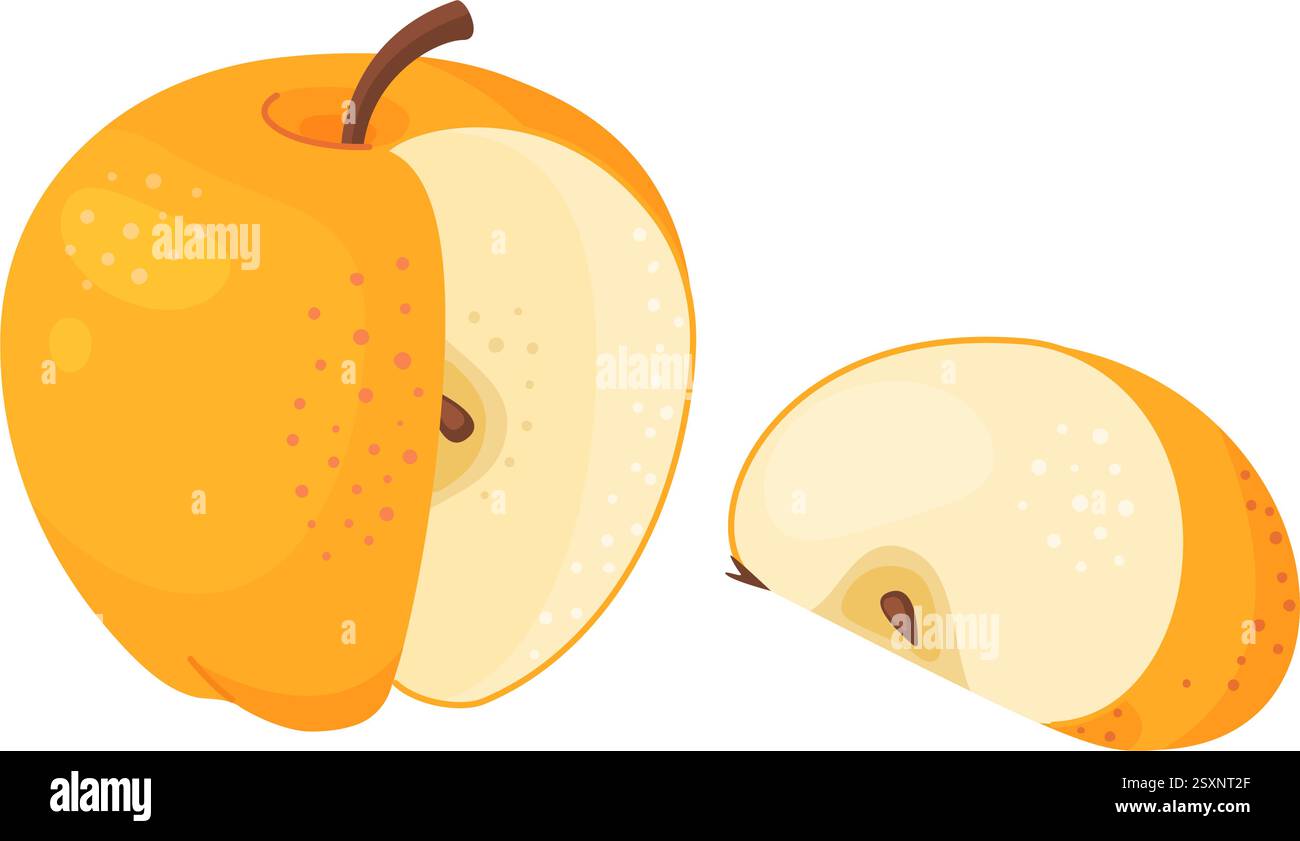 Yellow ripe apple Chopped apple and apple wedge, fresh garden fruit ...