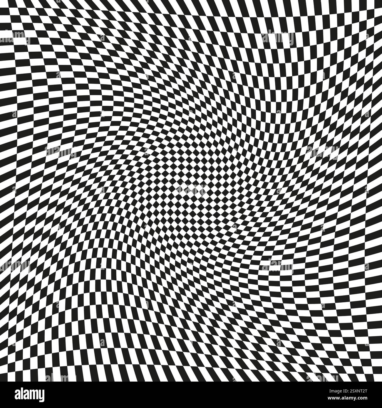 Checkered optical illusion. Distorted wave pattern. Geometric abstract ...