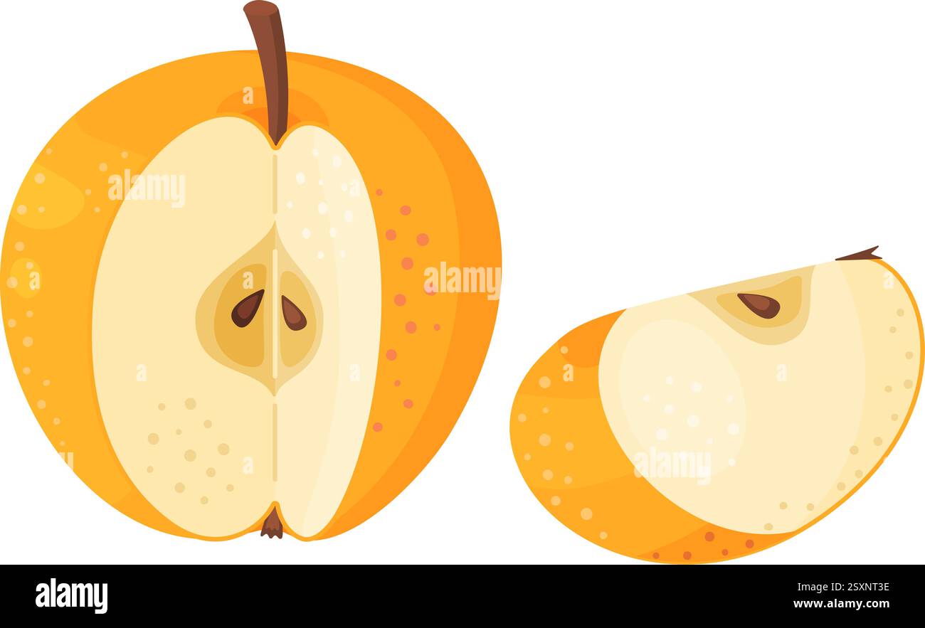 Yellow ripe apple Chopped apple and apple wedge, fresh garden fruit ...