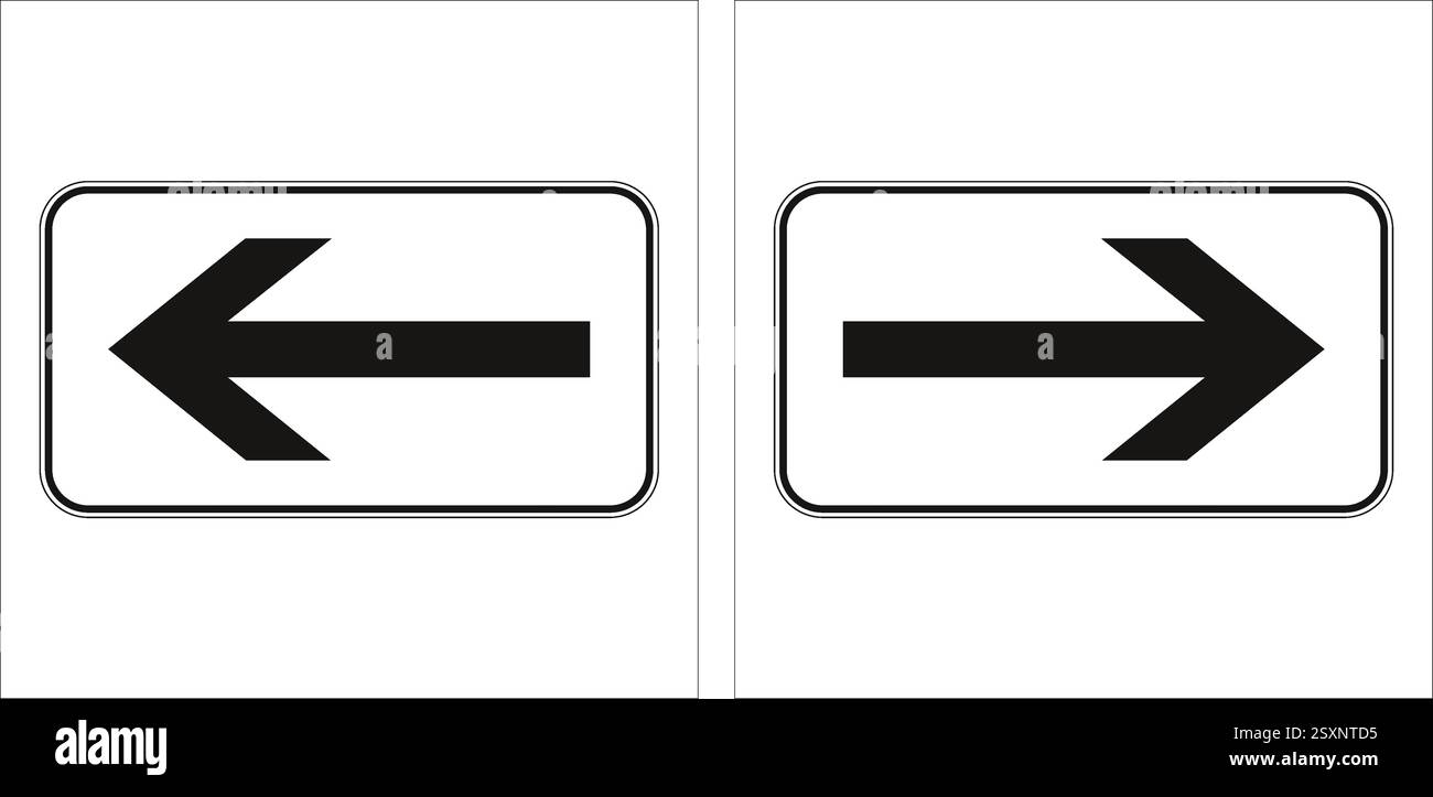 Left and right direction arrows are showing opposite directions in two white, rectangular boxes ...