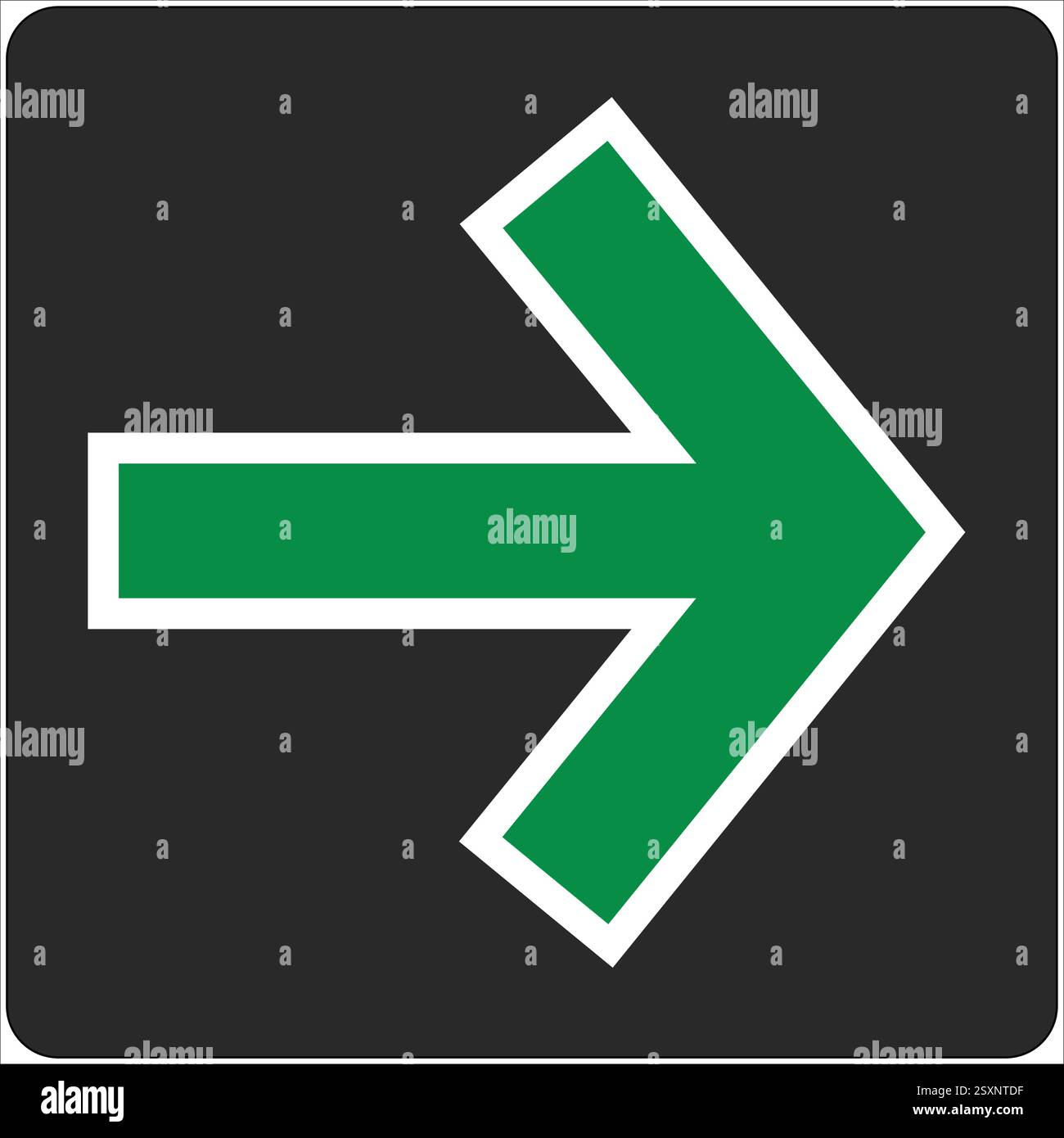 Green arrow is pointing right on a dark gray background, giving sense of direction Stock Vector ...