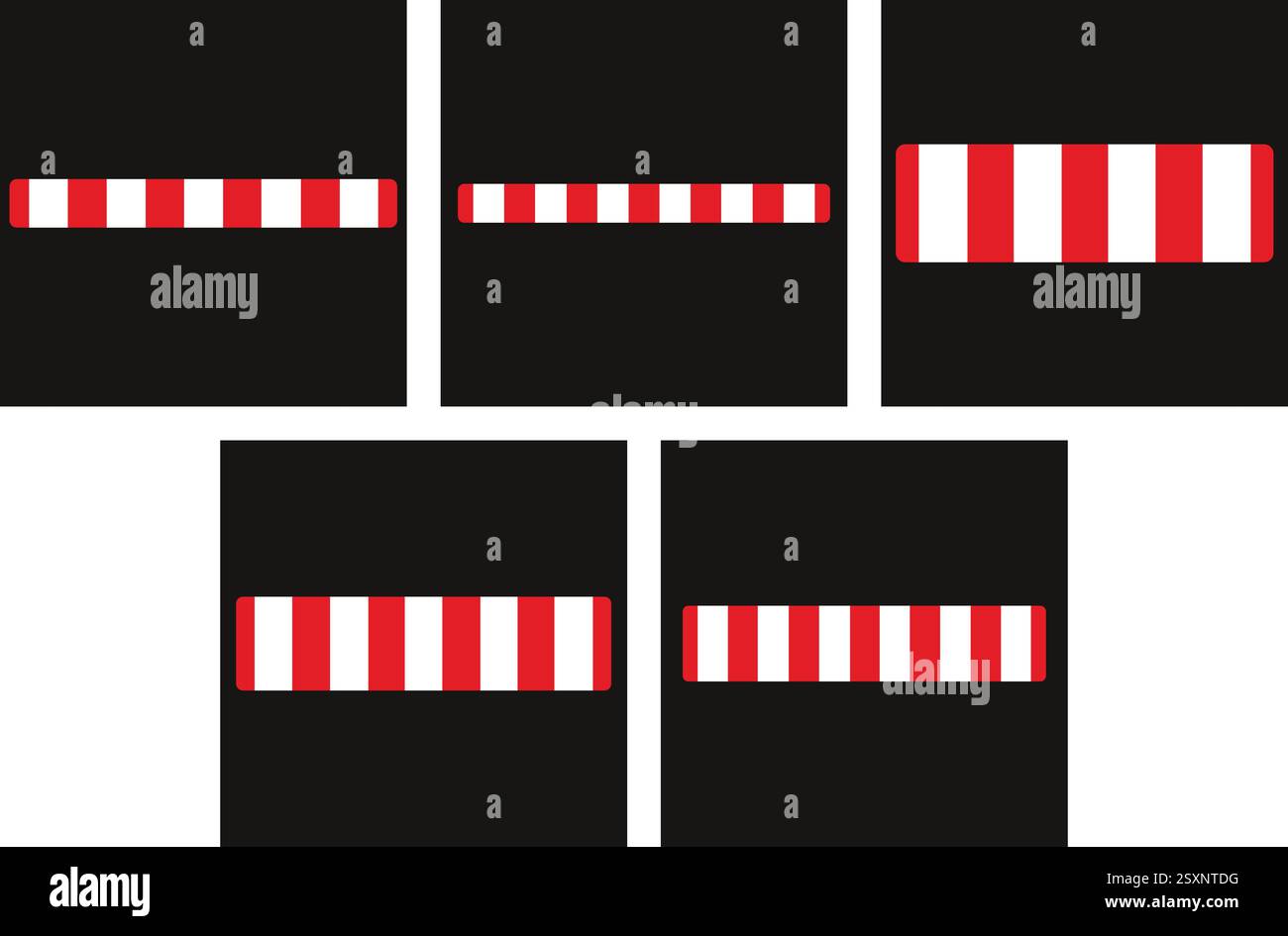 Loading bars with red and white stripes are illustrating various stages ...