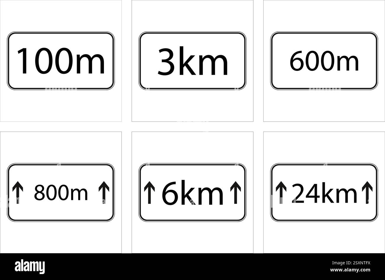 Supplemental directional plaques for road signs showing distances in ...
